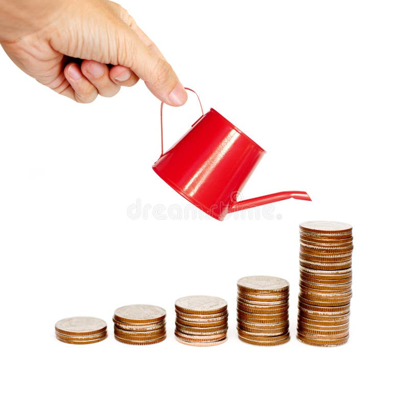 Business Man with Rising Coins Stock Image - Image of cash, commerce ...
