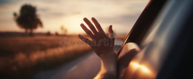 The Hand Waving from a Car Window during a Serene Sunset Drive.AI ...