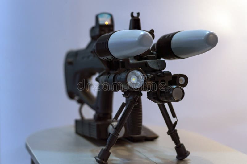 Hand Weapons for Shooting Down Industrial and Other Drones. Front View ...