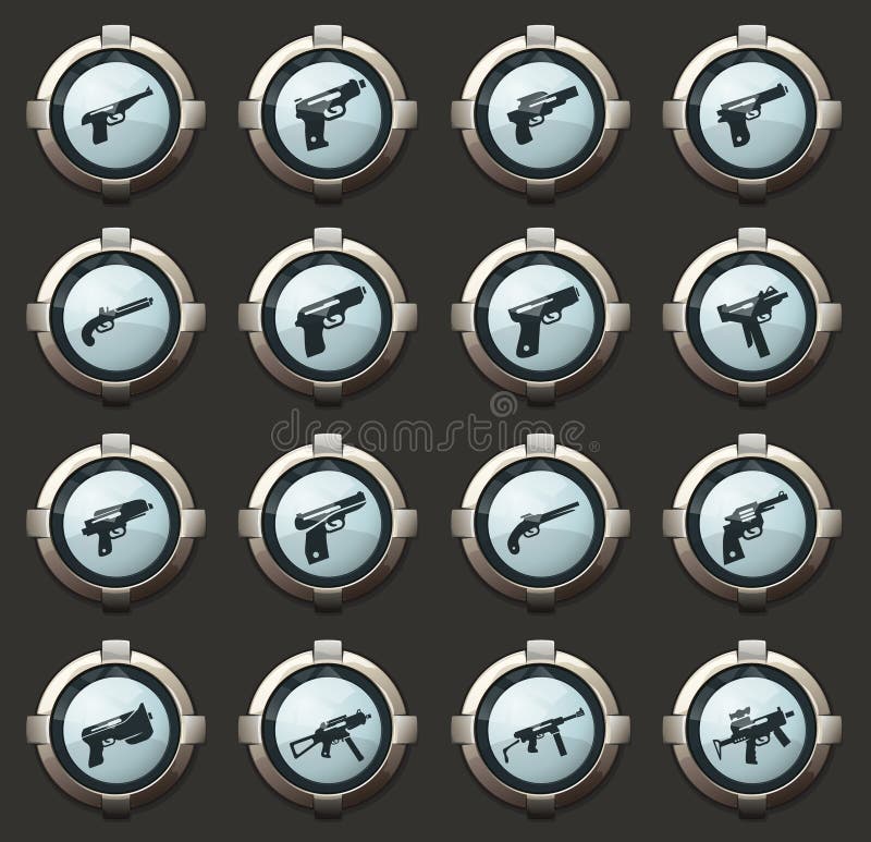 Set of hand weapons stock vector. Illustration of shot - 134627610