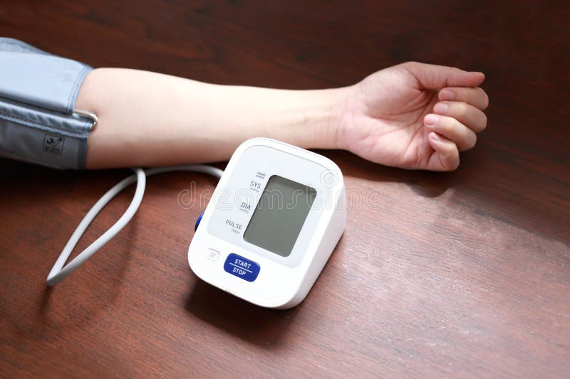 Hand Wear Blood Pressure Arm Cuff Stock Photo - Image of check, heart ...