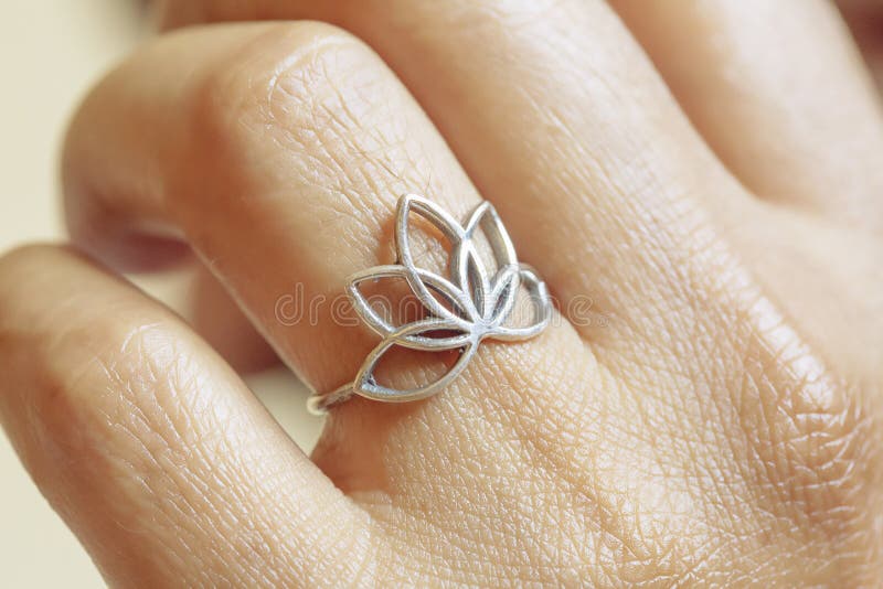 Hand Wearing Elegant Silver Ring Stock Photo - Image of spiritual, cool ...