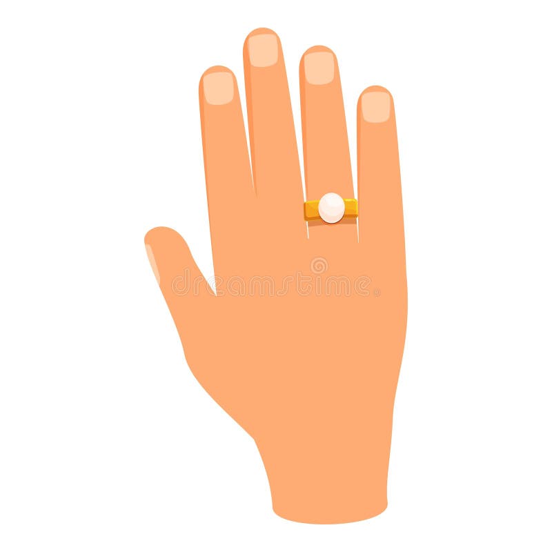 Hand Wearing Golden Ring with Pearl Showing Engagement Stock Vector ...