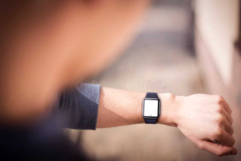 Hand wearing smartwatch stock photo. Image of hand, finger - 51617762