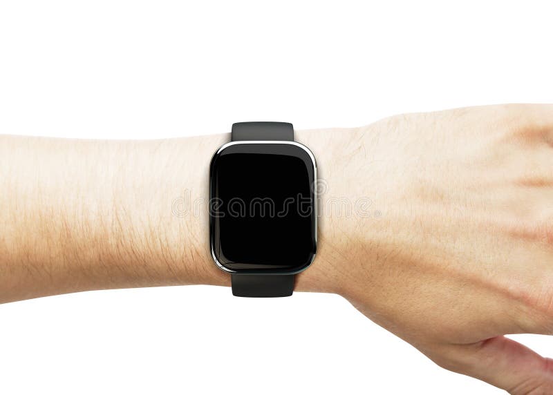 Hand wearing smartwatch stock image. Image of technology - 56609219