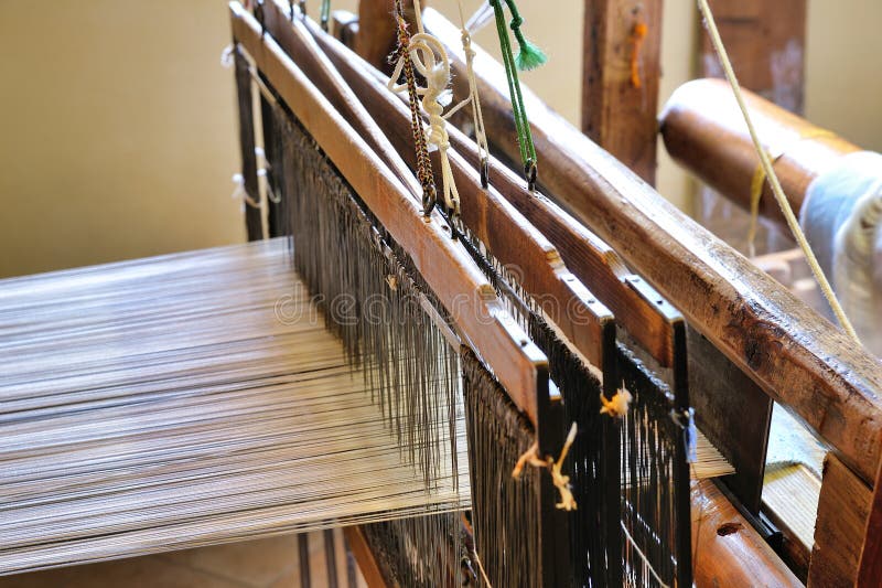 Hand Weaving with Ancient Loom Stock Image - Image of craft, cloth ...
