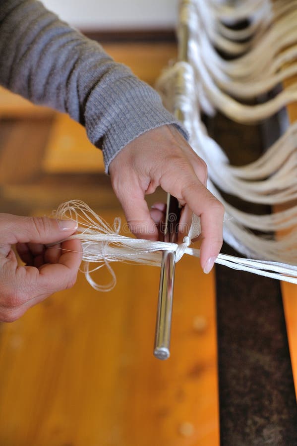Hand Weaving with Ancient Loom Stock Image - Image of manufacturing ...
