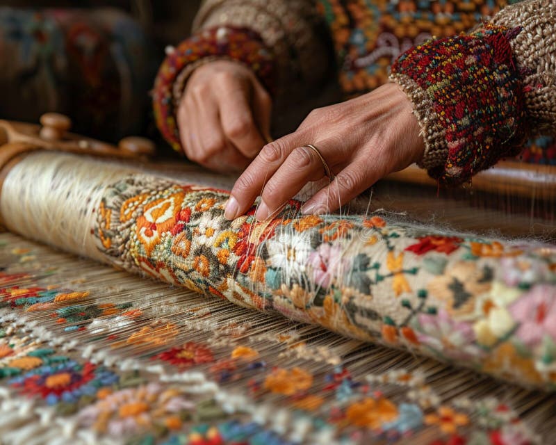 Hand Weaving Threads on a Loom Stock Image - Image of organic, pattern ...