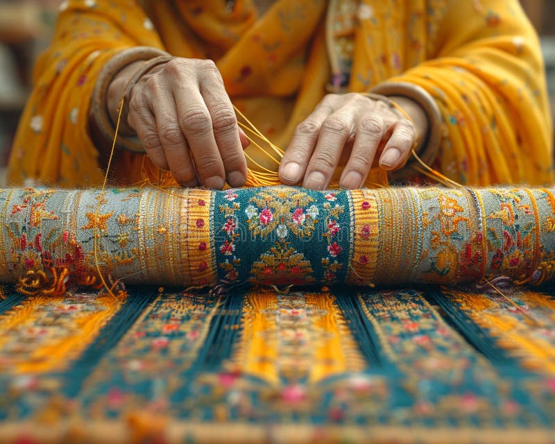 Hand Weaving Threads on a Loom Stock Image - Image of weave, method ...