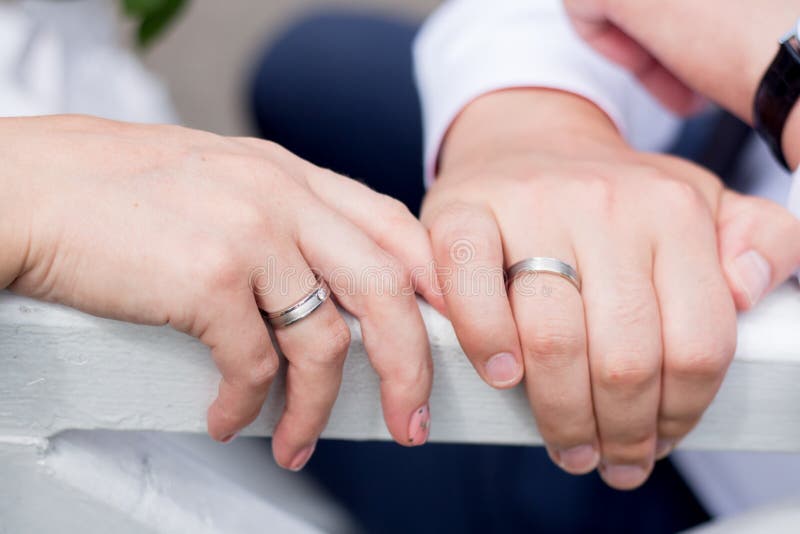 Hand with wedding rings stock image. Image of marriage - 192328025