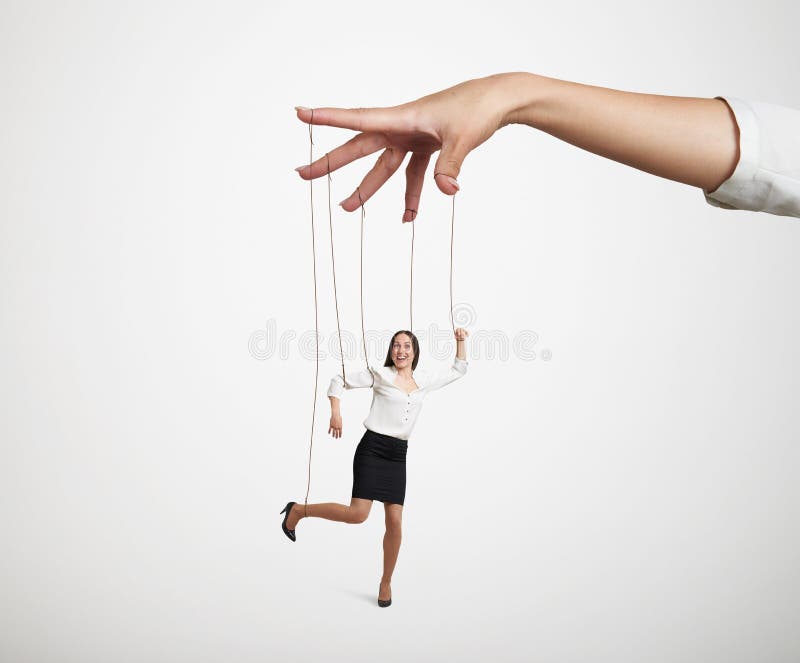 Hand, Welche Die Kleine Marionette Manipuliert Stockfoto - Bild von ...