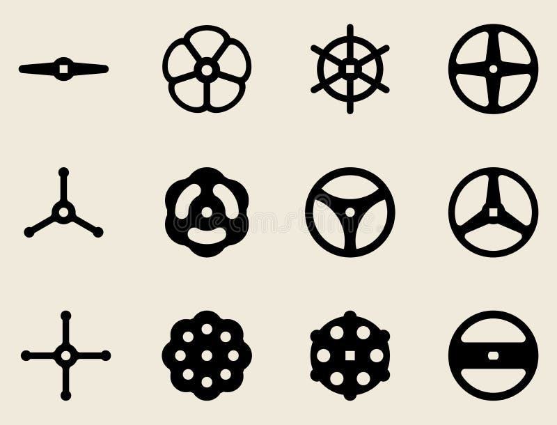 Hand Wheel Set for Adjusting and Operation. Vector Illustrations Stock ...