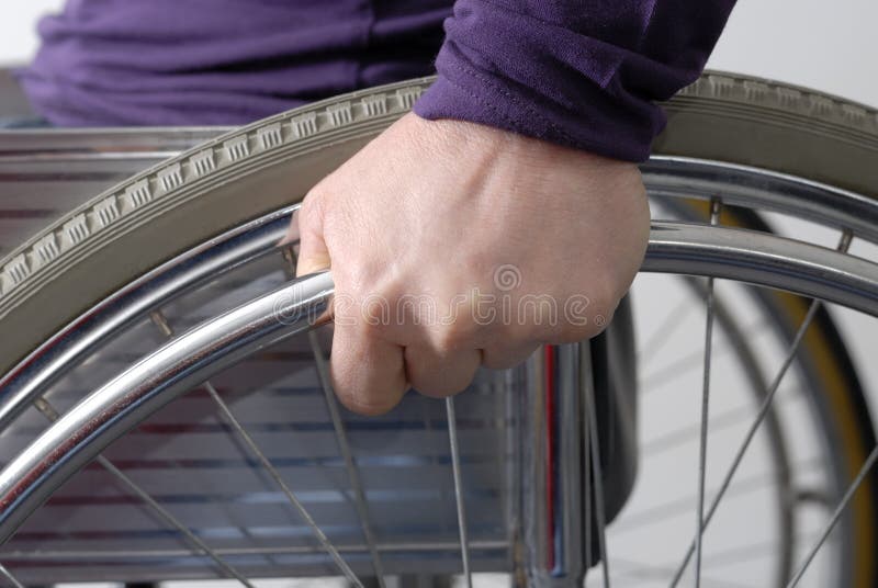 Hand on Wheel of Wheelchair Close-up Stock Image - Image of wheel ...