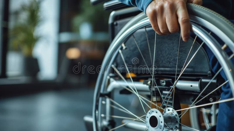 The Hand on Wheelchair Wheel.AI Generated Image Stock Image - Image of ...