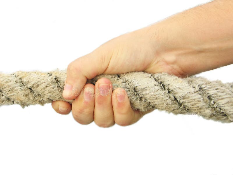 Hand which pulls a rope stock image. Image of force, compressed - 5809709