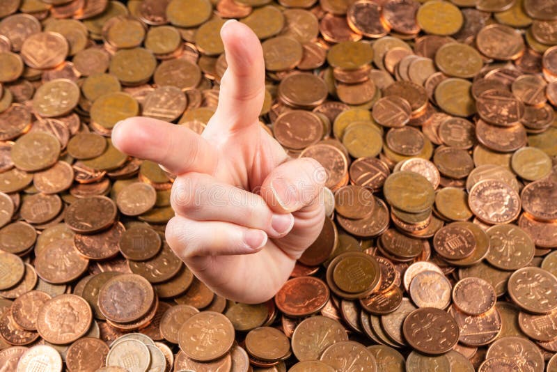 The Hand Which is Sticking Out of Heap of Coins Stock Image - Image of ...