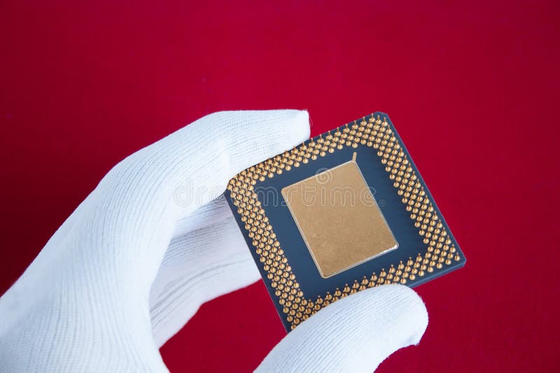 Hand in White Glove Holds a Computer Chip. Stock Photo - Image of ...
