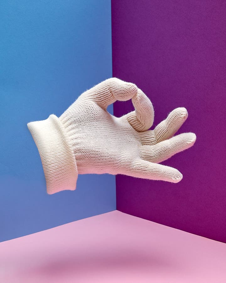 A Hand in a White Glove Shows a Sign Zero or Okay. Hand Gesture Stock ...