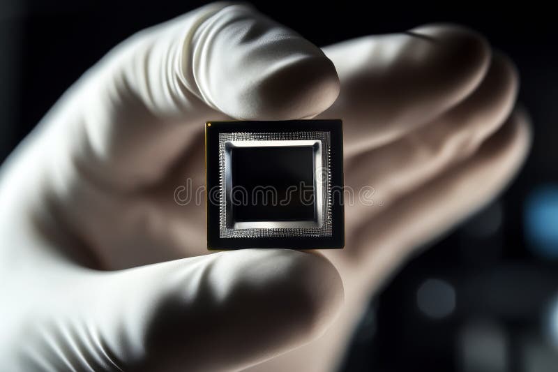 Hand in White Gloves Holding an Advanced Third-generation Microchip ...