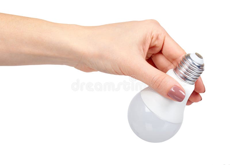 Hand with LED Bulb, Set and Collection Stock Photo - Image of ecology ...