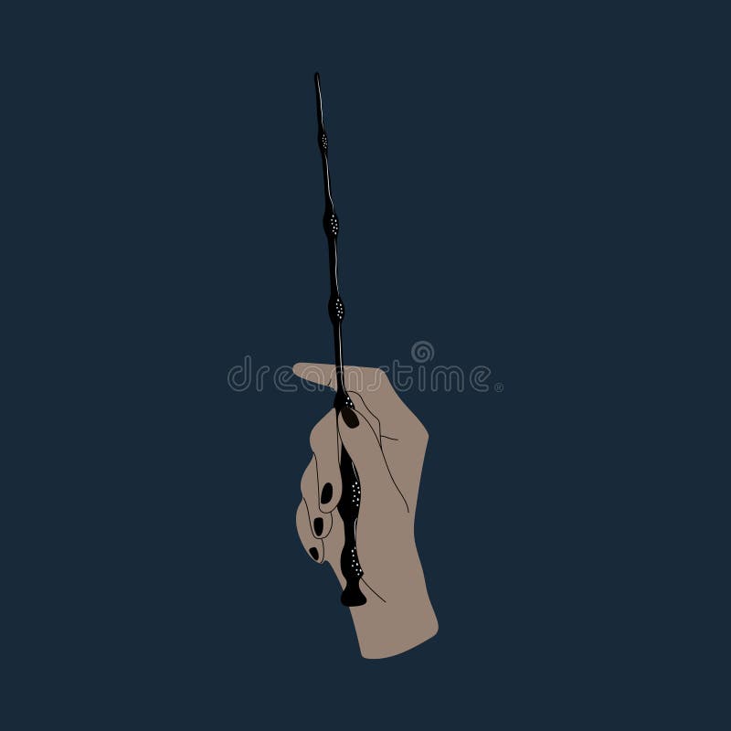 A Hand Wields a Magic Wand. Vector in Cartoon Style Stock Vector ...