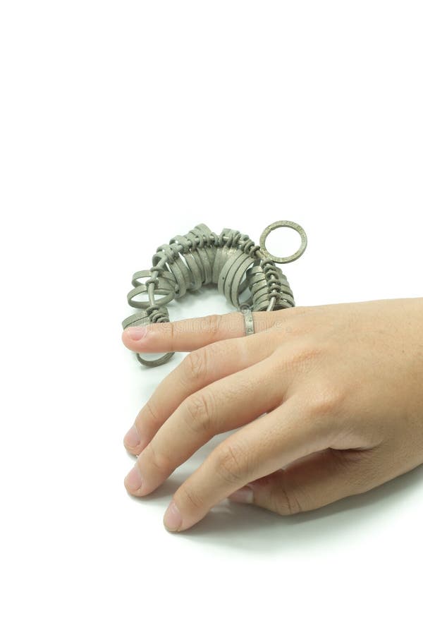 Hand Wiith Jeweler Finger Sizing Tools Isolated Stock Image - Image of ...