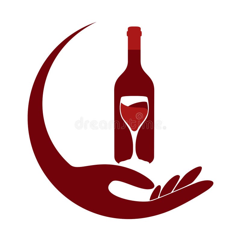 Hand with Wine Bottle and Glass, Wine and Restaurant Logo Stock Vector ...