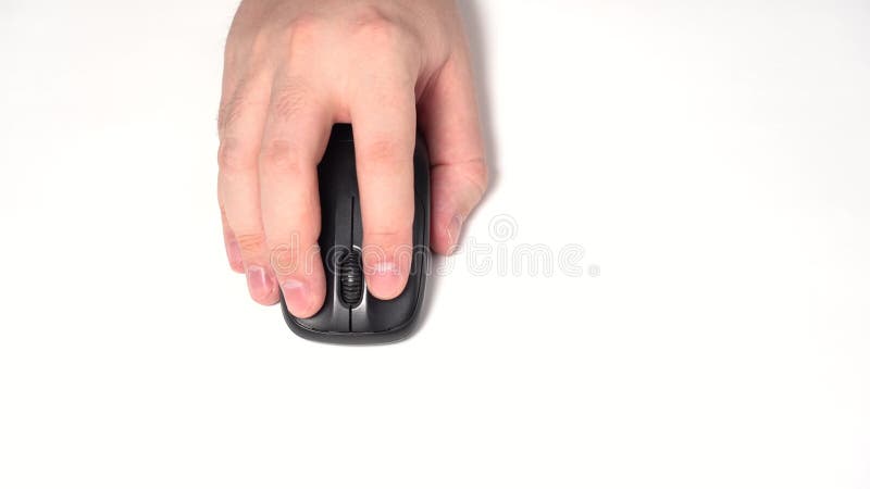 Hand with Wireless Computer Mouse Moves and Clicks Stock Video - Video ...