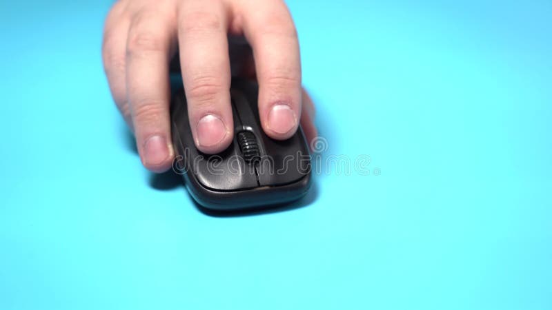 Hand with Wireless Computer Mouse Moves and Clicks Stock Video - Video ...