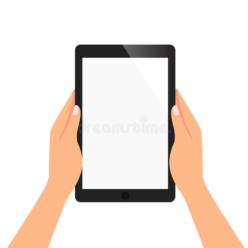 Hand of Woman Hold the Tablet and Pointing on the Blank Screen Stock ...
