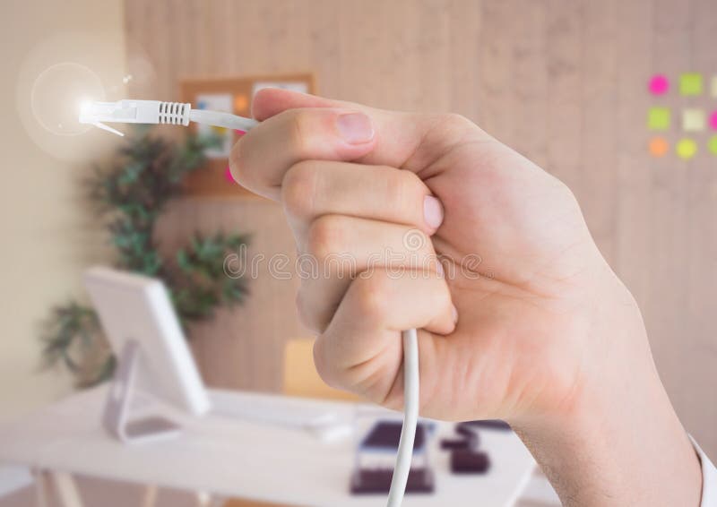 Hand of Woman Holding Cable with Flare Stock Illustration ...