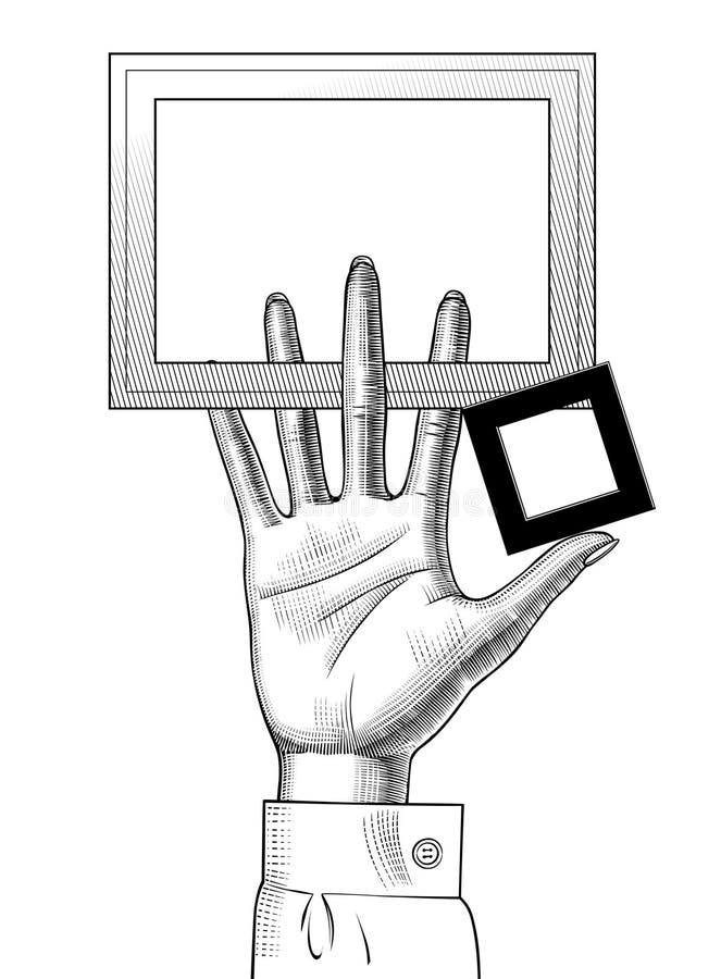 Hand of Woman Holding a Rectangular Frames in Fingers Stock Vector ...