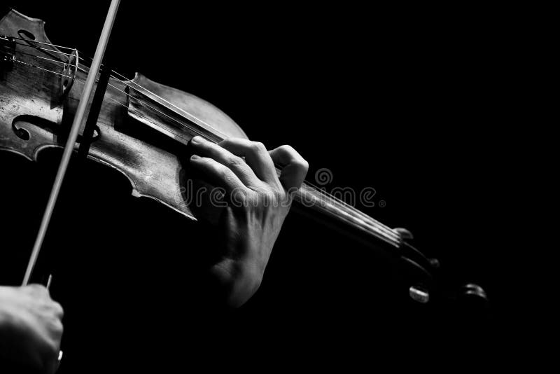 Hand Of A Woman Playing Violin On Black Background Stock Image - Image ...