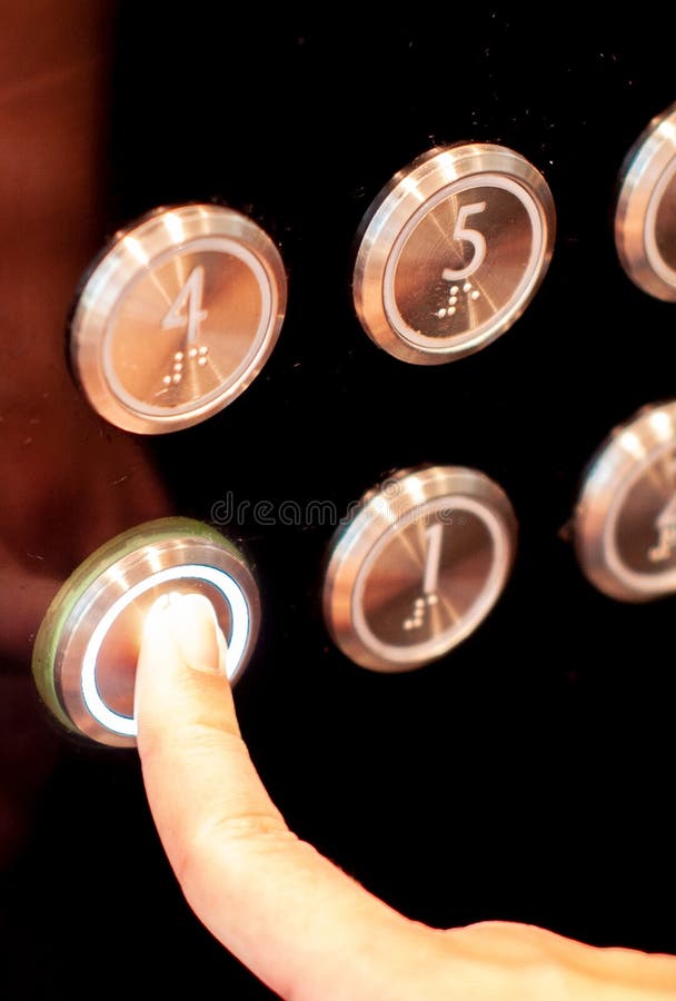 Hand of Woman Pressing Button in the Lift Stock Image - Image of home ...
