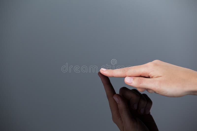 Touching the Glass with Finger Stock Image - Image of concept, idea ...