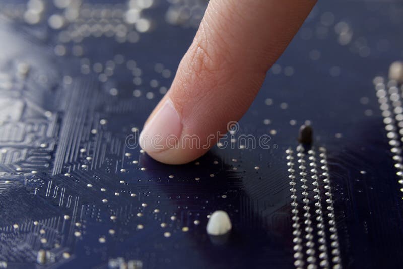 Hand of a Woman Touching Motherboard Stock Image - Image of hardware ...