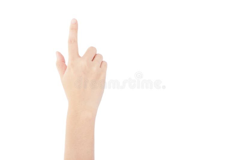 Hand of Woman Use Forefinger is in Press Gesture Button Isolated on ...