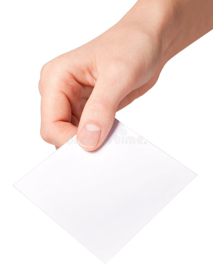 Hand of Women Holding Blank Paper Label Stock Image - Image of ...