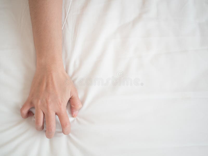 Hand of Women Pulling White Sheets Stock Photo - Image of pleasure ...