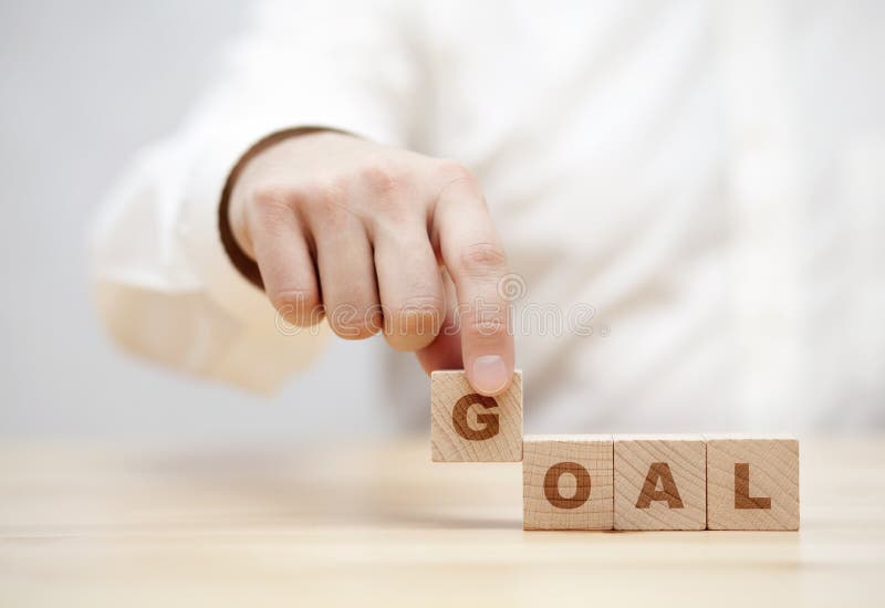 Hand and Word Goal Made with Building Blocks Stock Image - Image of ...