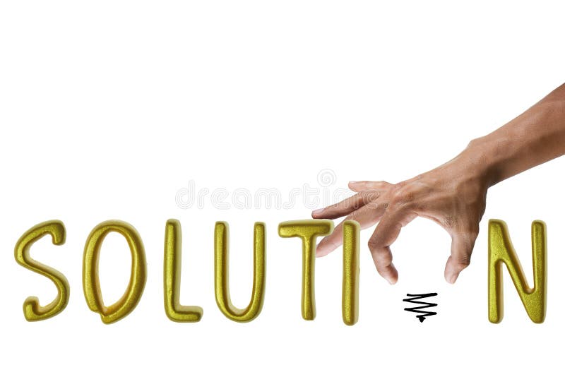 Hand and word solution. stock photo. Image of achieve - 72814812