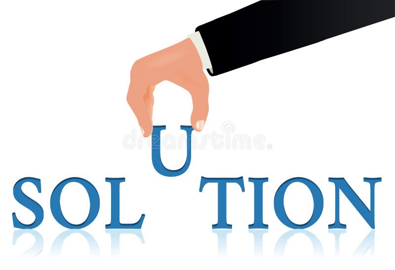 Hand and the word Solution stock illustration. Illustration of abstract ...