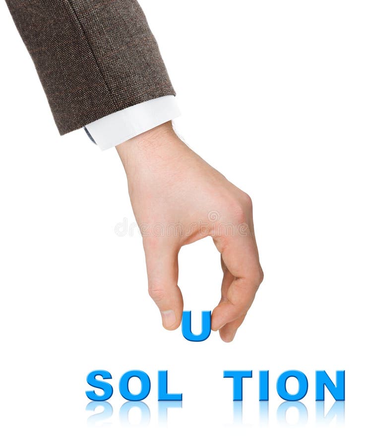 Hand and word Solution stock image. Image of abstract - 47384899