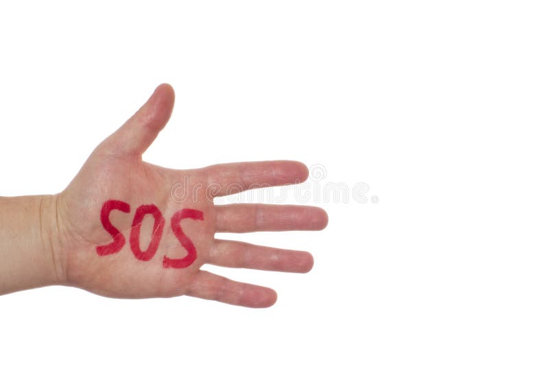 Hand and word sos stock photo. Image of gesture, hand - 21447988