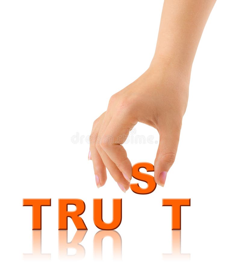 Hand and word Trust stock photo. Image of reflection - 34891618