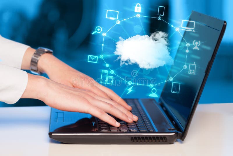 Hand Working with a Cloud Computing Diagram Stock Photo - Image of ...