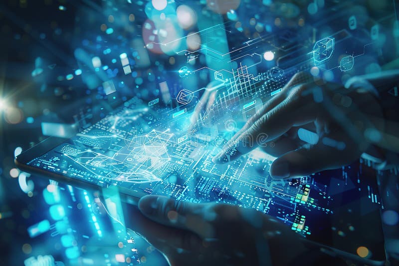 Hand Working with Digital Transformation Change Management and Internet ...