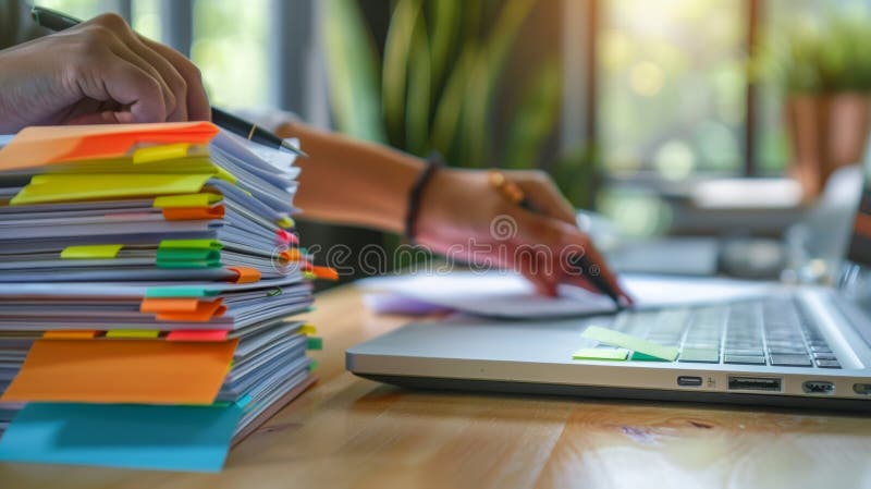 The Pile of Colorful Documents.AI Generated Image Stock Photo - Image ...