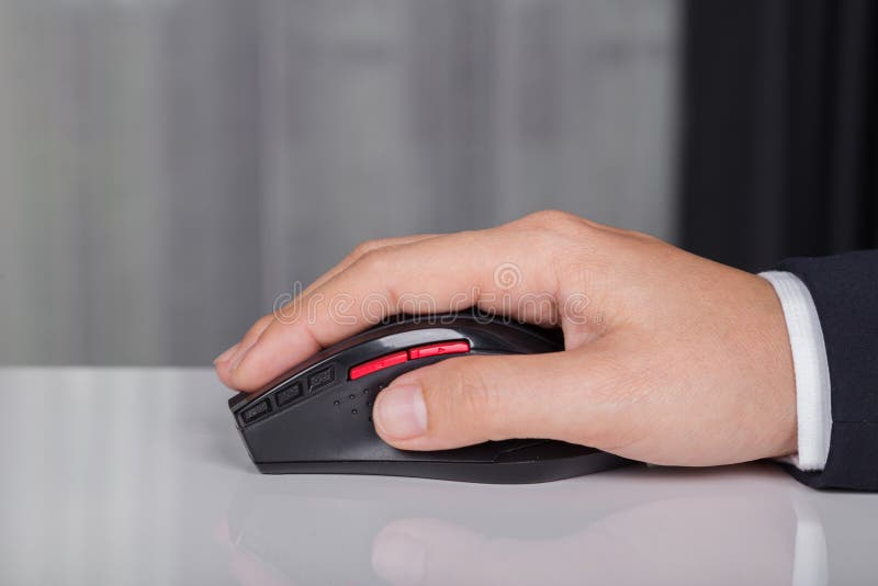 Hand Working with Mouse of Computer Stock Image - Image of hardware ...
