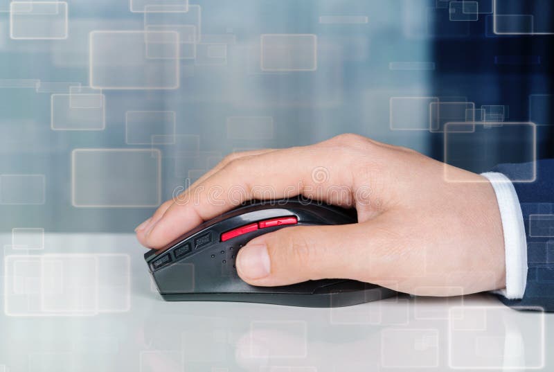 Hand Working with Mouse of Computer Stock Photo - Image of closeup ...